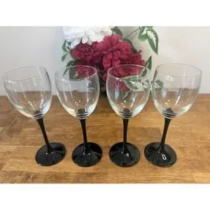 Luminarc | Dining | Vintage Luminarc France Black Stem Wine Glasses ...